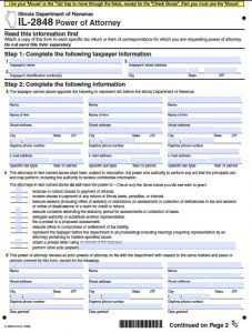 Free Tax Power of Attorney Form 2848 | Illinois