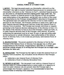 Free Indiana Power Of Attorney Forms | PDF Templates