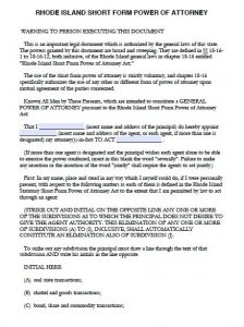 Free Rhode Island Power Of Attorney Forms | PDF Templates