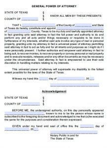 Free Texas Power Of Attorney Forms | PDF Templates