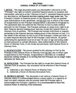 Free Wisconsin Power Of Attorney Forms | PDF Templates