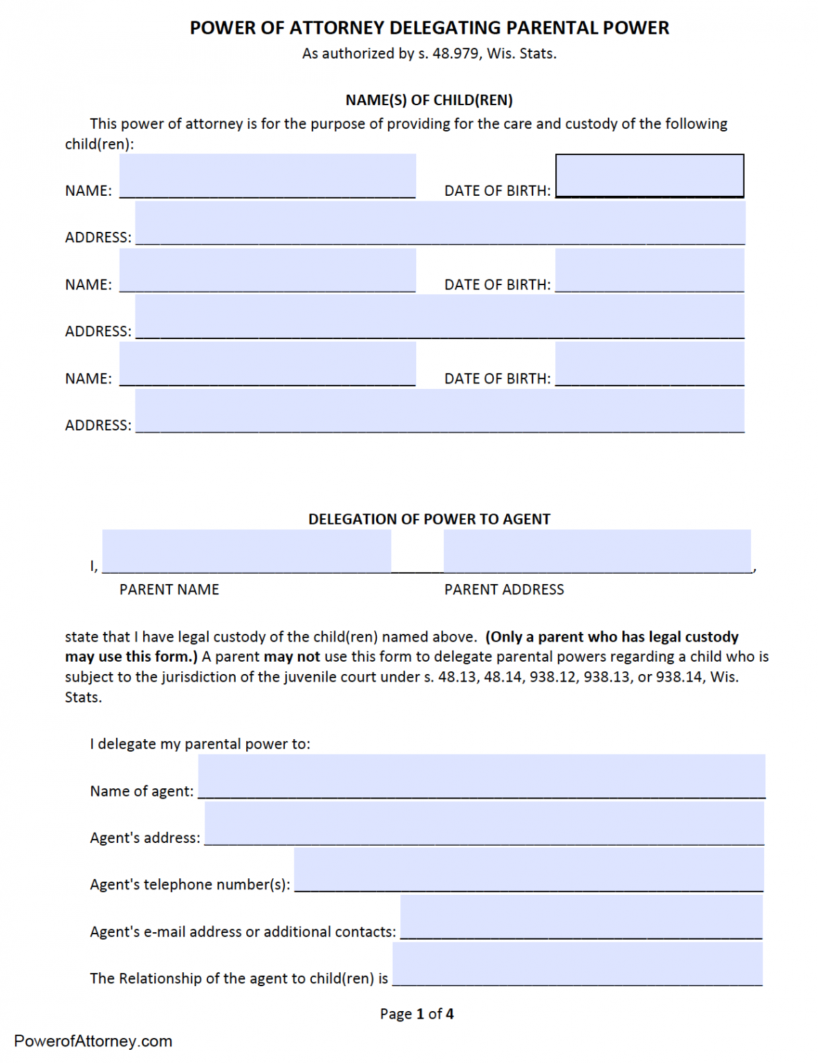 Free Wisconsin Power Of Attorney Forms | PDF Templates