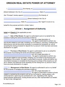 Free Oregon Power Of Attorney Forms | PDF Templates